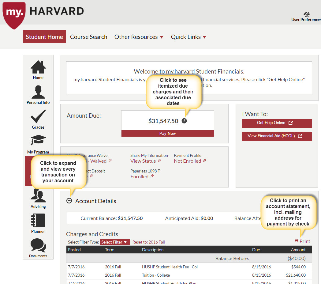 Account Overview | University Student Financial Services